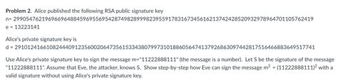 solved problem 2 alice published the following rsa public