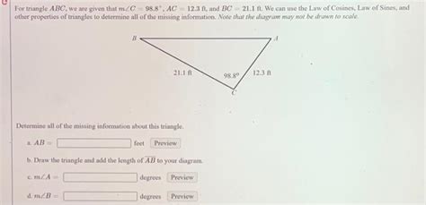 Solved For Triangle Abc We Are Given That