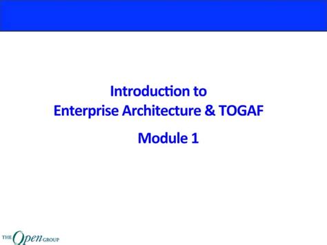 Togaf Classroom Series M1 Intro Ea Togaf Pdf