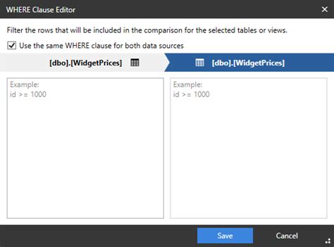 Filtering The Comparison With A Where Clause Sql Data Compare 14