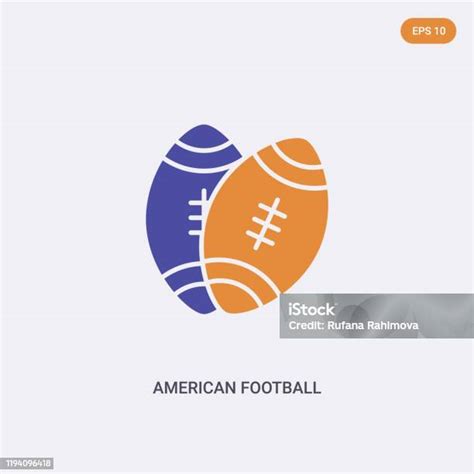 2 컬러 미식 축구 개념 벡터 아이콘입니다 파란색과 주황색 으로 디자인 된 고립 된 두 가지 색상 미식 축구 벡터 기호 기호는 웹 모바일 및 로고에 사용할 수 있습니다