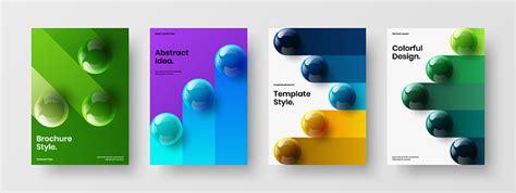 간단한 사실적인 공 기업 브로셔 컨셉 컬렉션 원래 배너 디자인 벡터 일러스트 레이션 구성 A4 용지에 대한 스톡 벡터 아트 및 기타 이미지 Istock