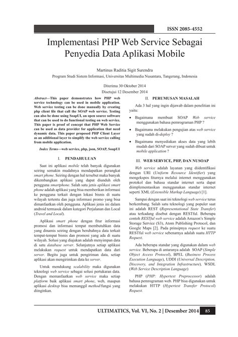 Pdf Implementasi Php Web Service Sebagai Penyedia Data Aplikasi Mobile