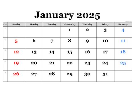 January 2026 Calendar Free Printable Pdf And Excel