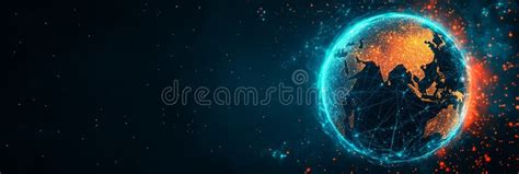 Global World Network Connection Lines Around Planet Earth Technology Big Data Concept Stock