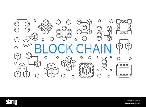 Block Chain Vector Concept Outline Horizontal Illustration Blockchain