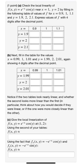 solved 1 point a check the local linearity of f x y