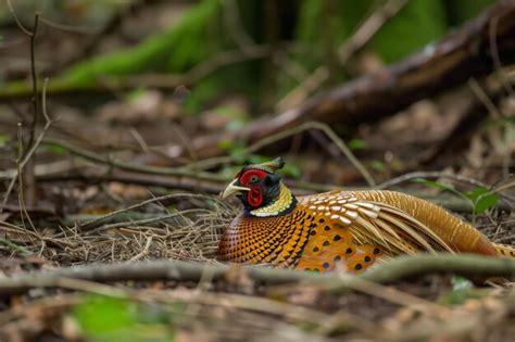 Premium Photo Female Golden Pheasant Nesting On Forest Floor