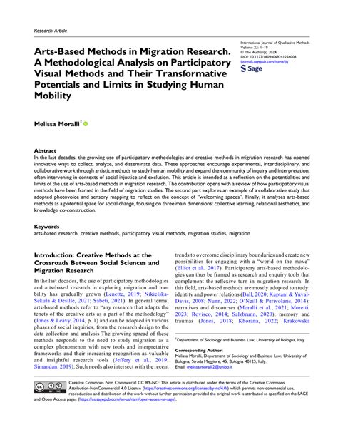 Pdf Arts Based Methods In Migration Research A Methodological Analysis On Participatory