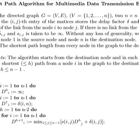 Shortest Path Algorithm For Multimedia Data Transmission Environment Download Scientific Diagram