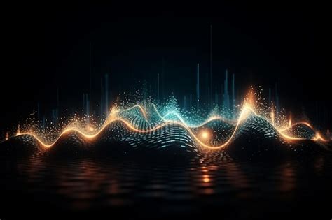 Premium Photo A Glowing Particle And Binary Wave Pattern On Dark Background Background With