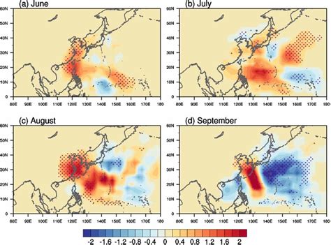 Same As Figure 4 But For Using The Typhoon Track Density Day Year⁻¹