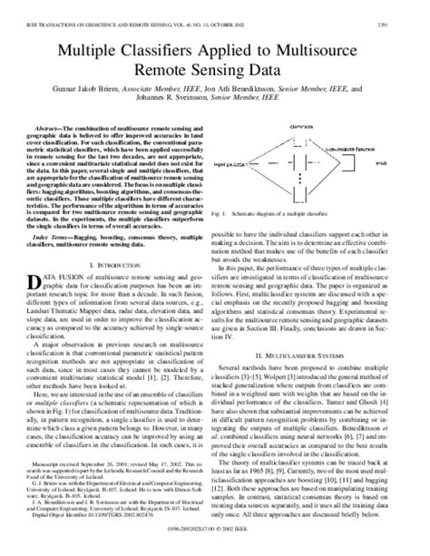 Pdf Multiple Classifiers Applied To Multisource Remote Sensing Data