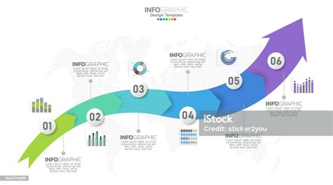 6 단계의 타임 라인 인포 그래픽 벡터는 워크 플로우 레이아웃 다이어그램 연례 보고서 웹 디자인에 사용할 수 있습니다 배경