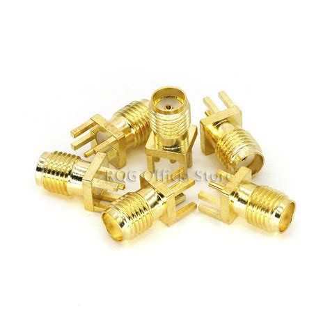 Sma 암 잭 솔더 너트 엣지 Pcb 클립 스트레이트 마운트 금도금 Rf 커넥터 리셉터클 솔더 16mm 10 개 전기 장비 및 소모품