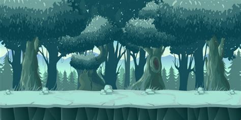 Forest D Game Landscape For Games Mobile Vector Image