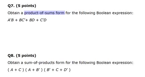 Solved Obtain A Product Of Sums Form For The Following Chegg