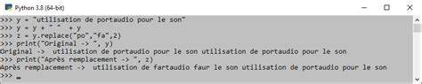 Remplacer une chaîne de caractère Cours de langage python