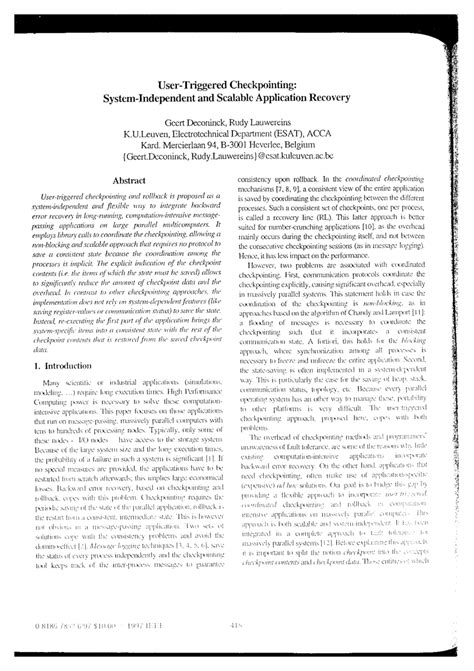 Pdf User Triggered Checkpointing System Independent And