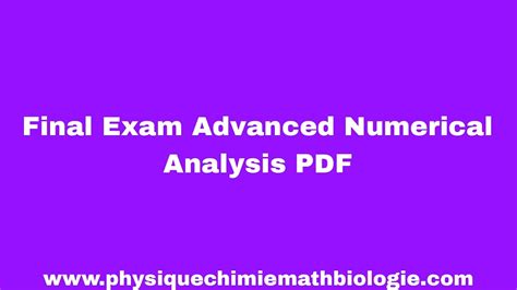Final Exam Advanced Numerical Analysis Pdf