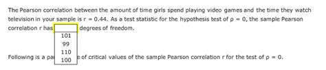 Solved Hypothesis Tests With The Pearson Correlation Aa Chegg