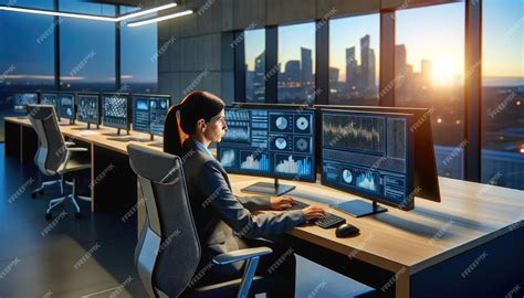 Premium Photo Professional Female Analyst Is Highly Focused On