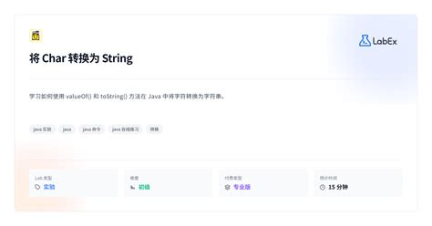 在 Java 中将 Char 转换为 String Labex