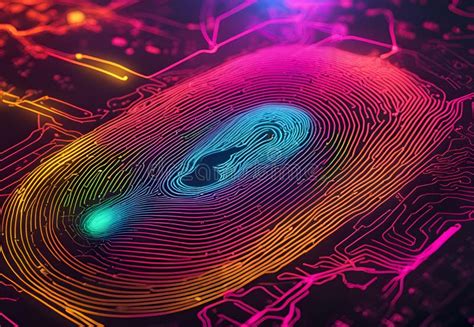 Vibrant Digital Display Showcasing Fingerprint Identification Stock Illustration Illustration