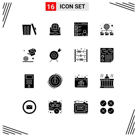 16 Universal Solid Glyph Signs Symbols Of Network Database Network Development Coding Editable