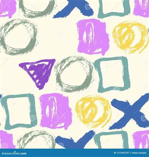 seamless hand drawn pattern with abstract shapes stock vector
