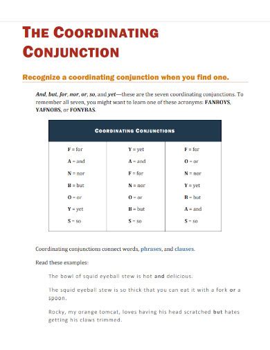 20 Coordinating Conjunction Examples