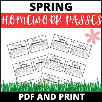 Spring Homework Passes By Happy Teacher Vibes TPT