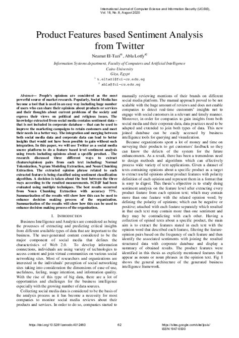 Pdf Product Features Based Sentiment Analysis From Twitter