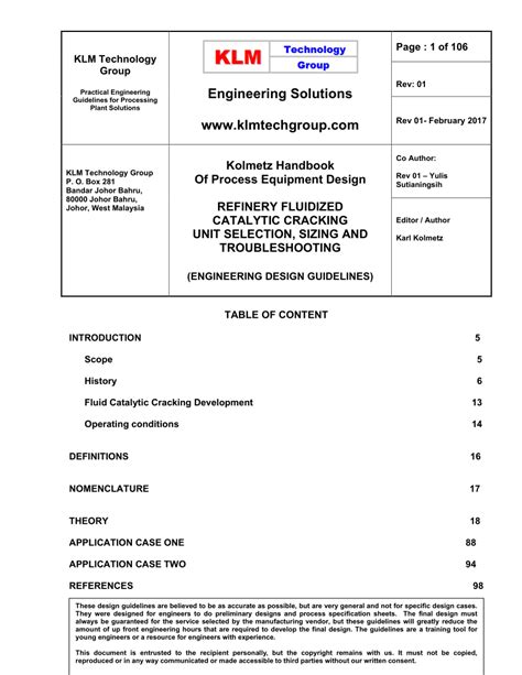 PDF REFINERY FLUIDIZED CATALYTIC CRACKING UNIT SELECTION SIZING AND TROUBLESHOOTING Kolmetz