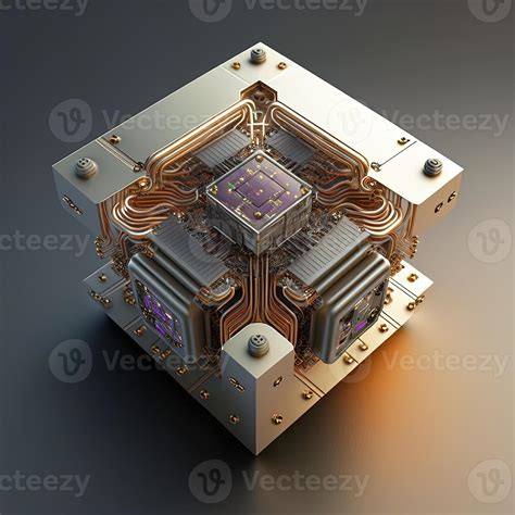 A Quantum Chip A Futuristic Glowing Cpu Quantum Computer Processor