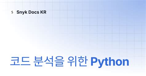 코드 분석을 위한 Python Snyk Docs Kr