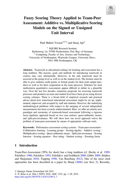 Pdf Fuzzy Scoring Theory Applied To Team Peer Assessment Additive Vs