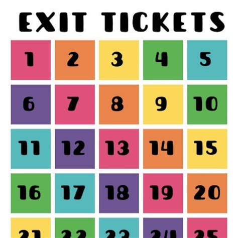 Exit Ticket Chart Etsy
