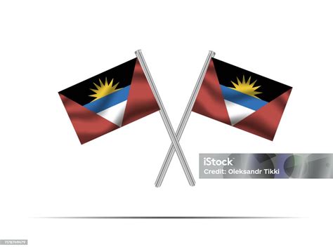 앤티가 바부다 국기 지구 지구 지구와 두 깃대에 블루 오션과 녹색 아메리카 아프리카와 아시아 대륙 원래 색상과 비율 벡터 일러스트레이션 국가 세트 국가 관광명소에 대한 스톡