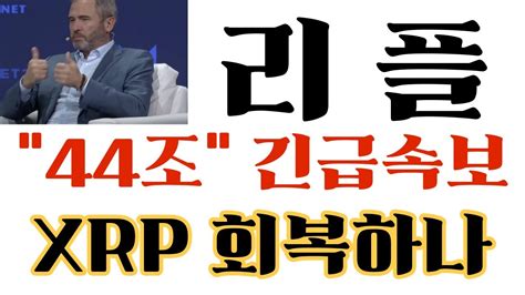 리플 코인 44조원 긴급속보 Xrp 리플 드디어 회복하나 이것만 보시면 됩니다 리플목표가 리플호재 리플전망