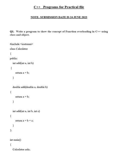 Practical File C Program Pdf C Namespace