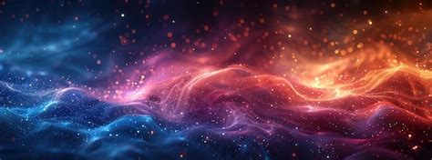 Abstract Cosmic Landscape With Glowing Particles Premium Ai Generated
