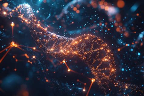 Glowing Dna Double Helix Illuminated By Molecular Connections In A Vibrant Cosmic Environment