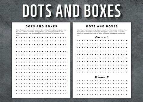 Dots And Boxes Game Printable Dots Game Classic Board Game Printable