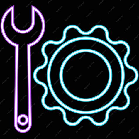 Premium Vector Vector Neon Setting Icon In Black Background Glowing