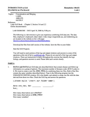 Fillable Online Biostat Jhsph INTRODUCTION To SAS Biostatistics 140 632 STATISTICAL
