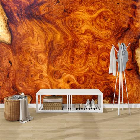 Faux Burl Wood Wallpaper Coffee Table For Living Room Modern Coffee