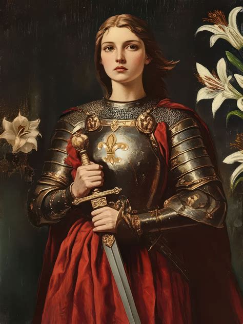 Patron Saint Joan Of Arc Portrait Poster Renaissance Style Wall Art Historical Figures Decor