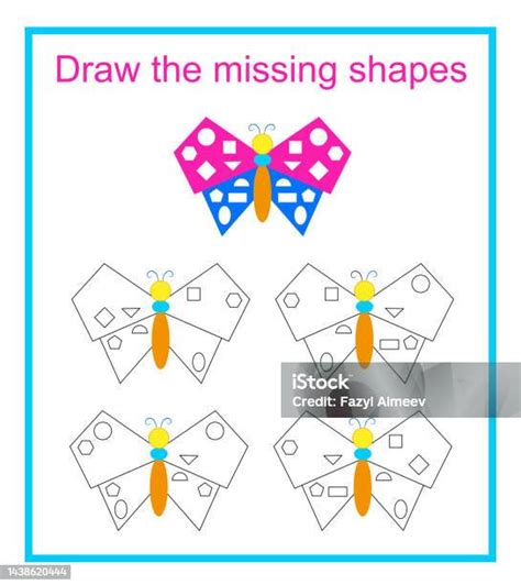 누락된 도형을 그립니다 모양과 기본 기하학적 도형을 배웁니다 유치원 워크 시트 벡터 그림 개념에 대한 스톡 벡터 아트 및 기타 이미지 Istock