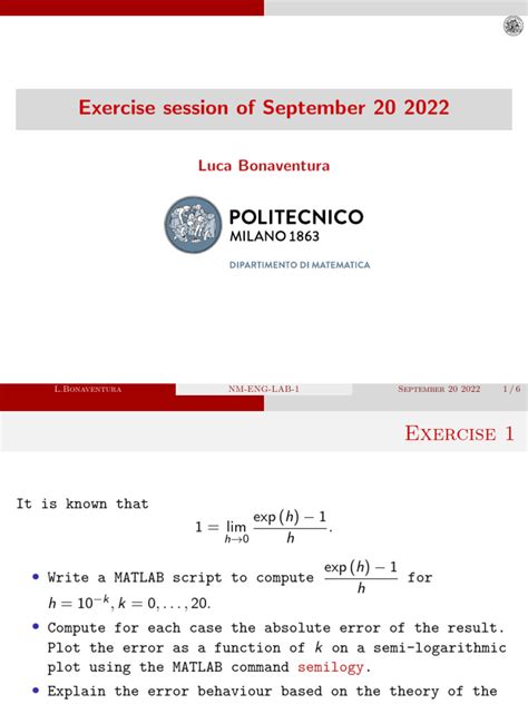 1 Exercises On Algorithms And Floating Point Approximation Pdf